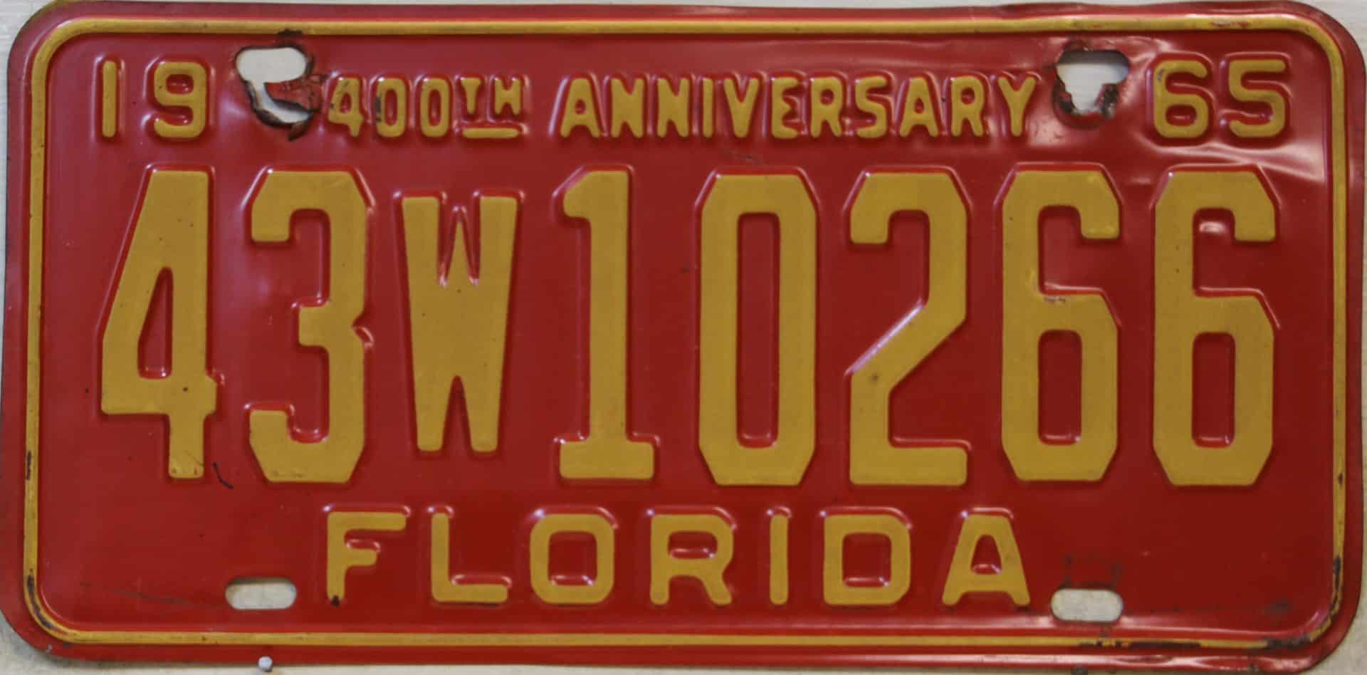 1965 Florida 400th Anniversary License Plates | Great American Plates