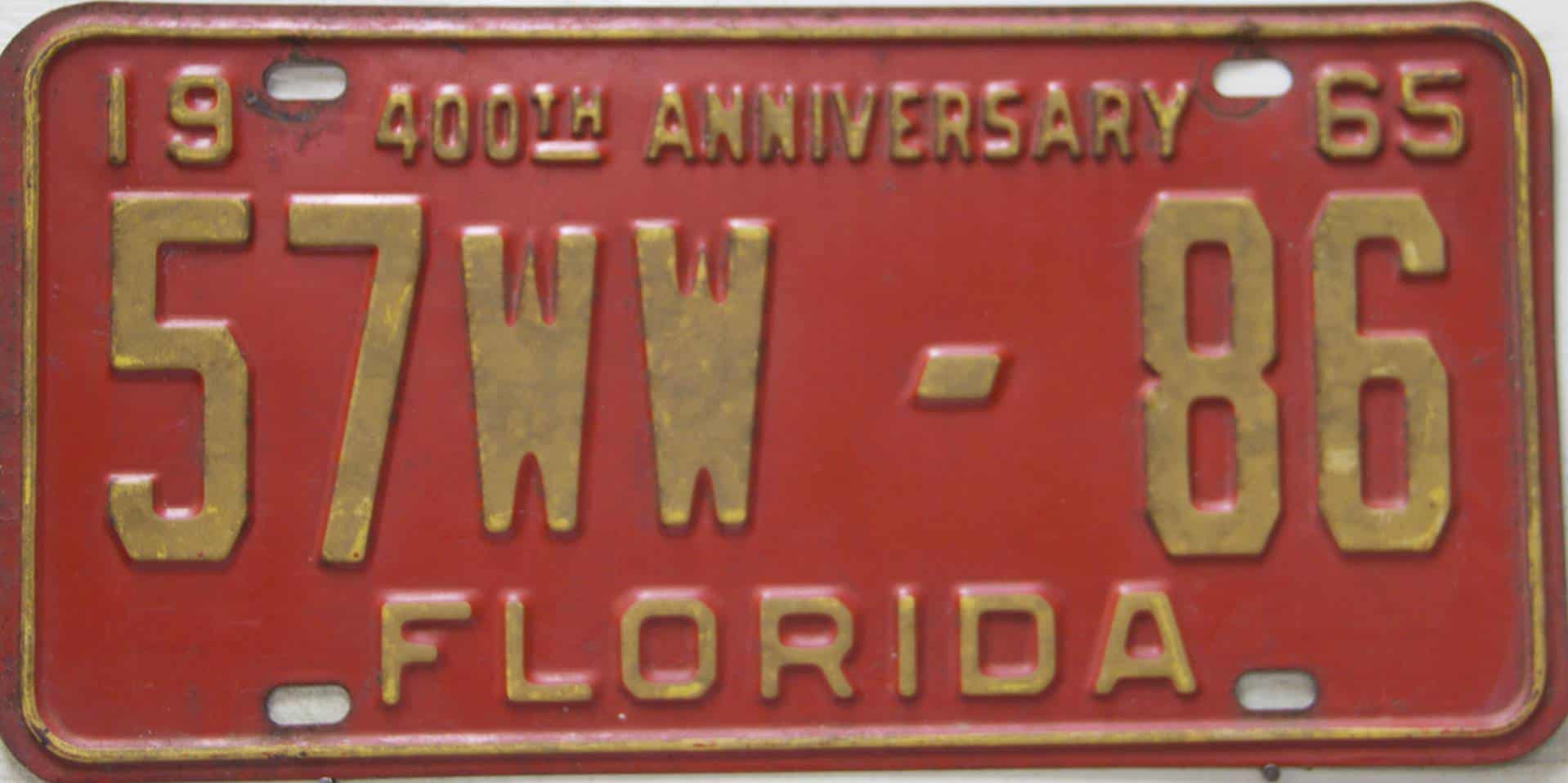 1965 Florida 400th Anniversary License Plates | Great American Plates